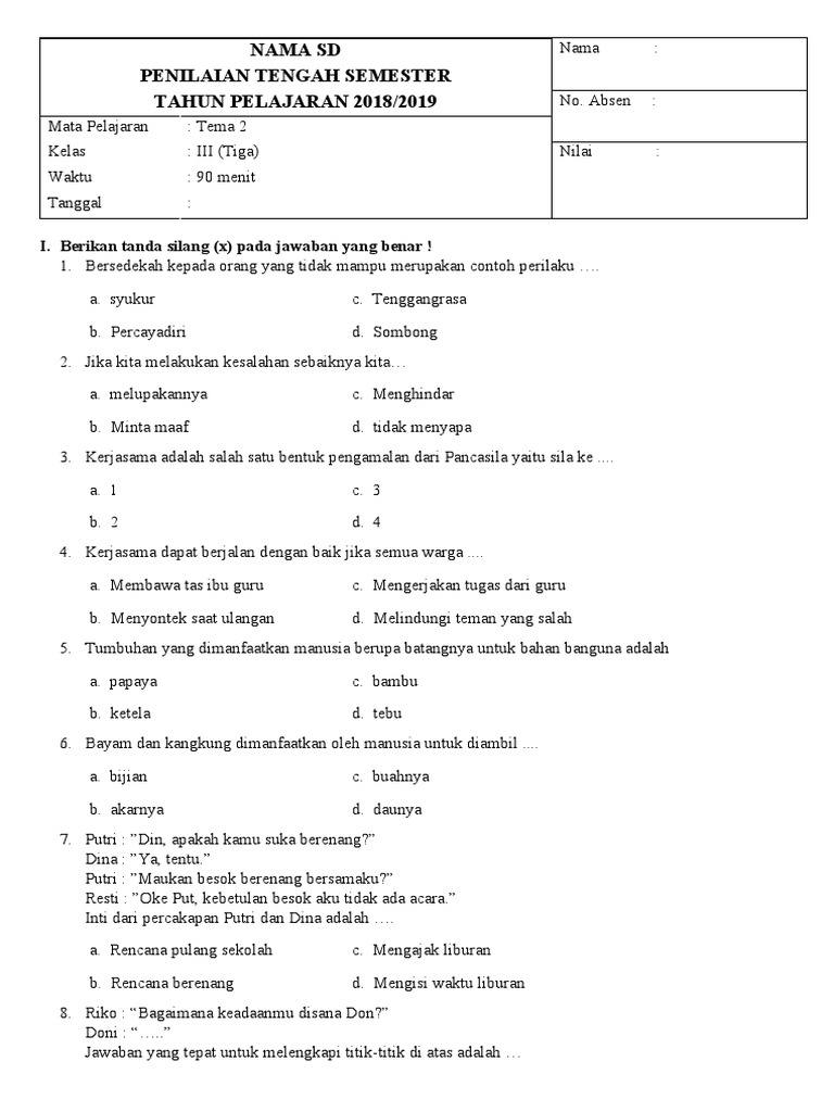 Pas Tema 2 Kelas 3 | PDF
