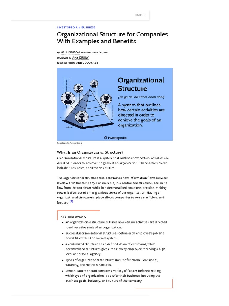 Organizational Structure For Companies With Examples and Benefits | PDF ...
