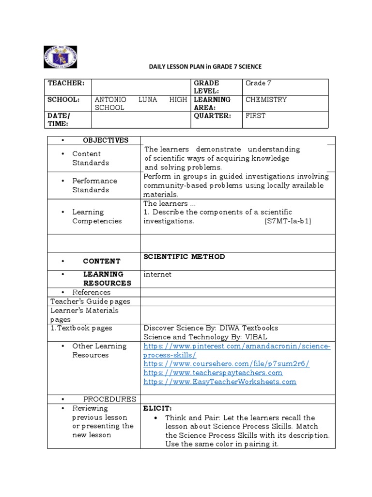 DLP-7'es scientific method | PDF | Learning | Science