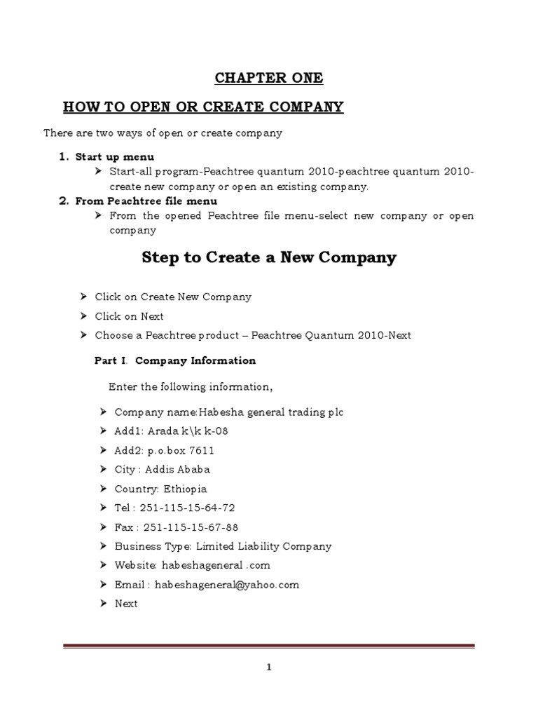Step To Create A New Company | PDF | Invoice | Debits And Credits