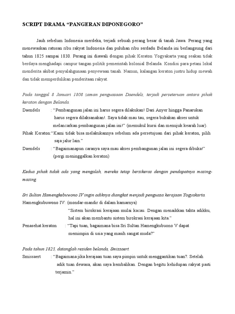 Script Drama Perang Diponegoro | PDF