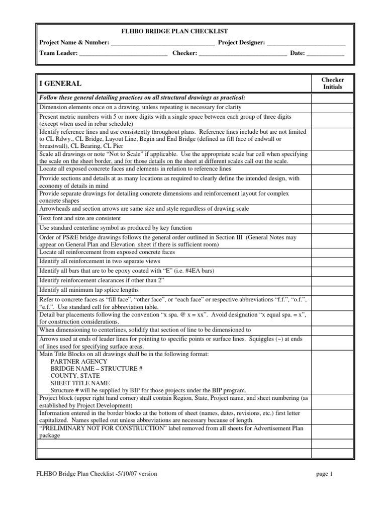 Bridge Plan Checklist | Deep Foundation | Structural Steel