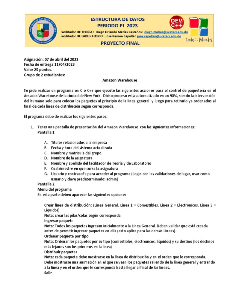 Proyecto Final Estructura P1 2023 | PDF | Puntero (Programación de computadora) | C