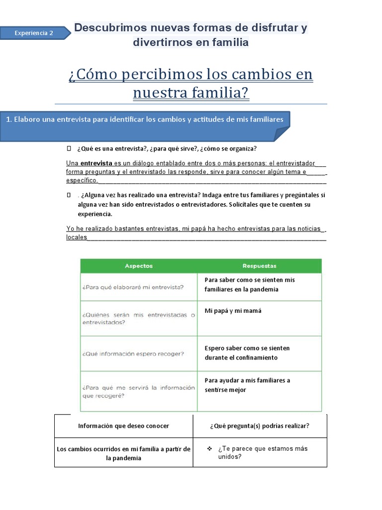 Cómo Percibimos Los Cambios en Nuestra Familia | PDF | Sicología