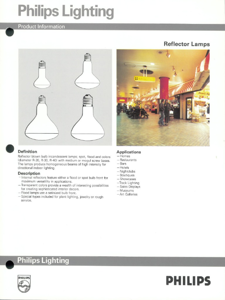 Philips Reflector Incandescent Lamps Bulletin 9-89 | PDF
