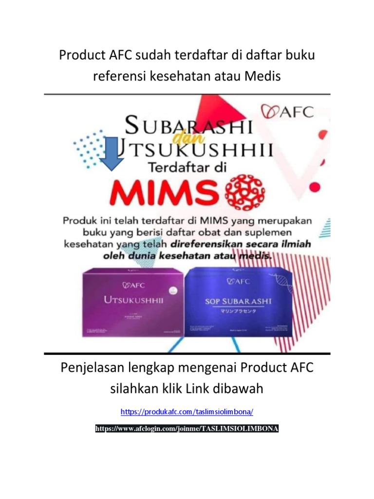 Product AFC Sudah Terdaftar Di Daftar Buku Referensi Kesehatan Atau ...