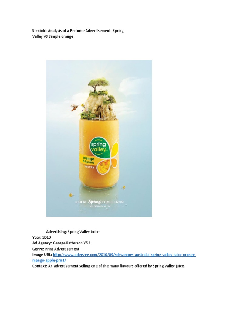 Semiotic Analysis | PDF | Advertising | Juice