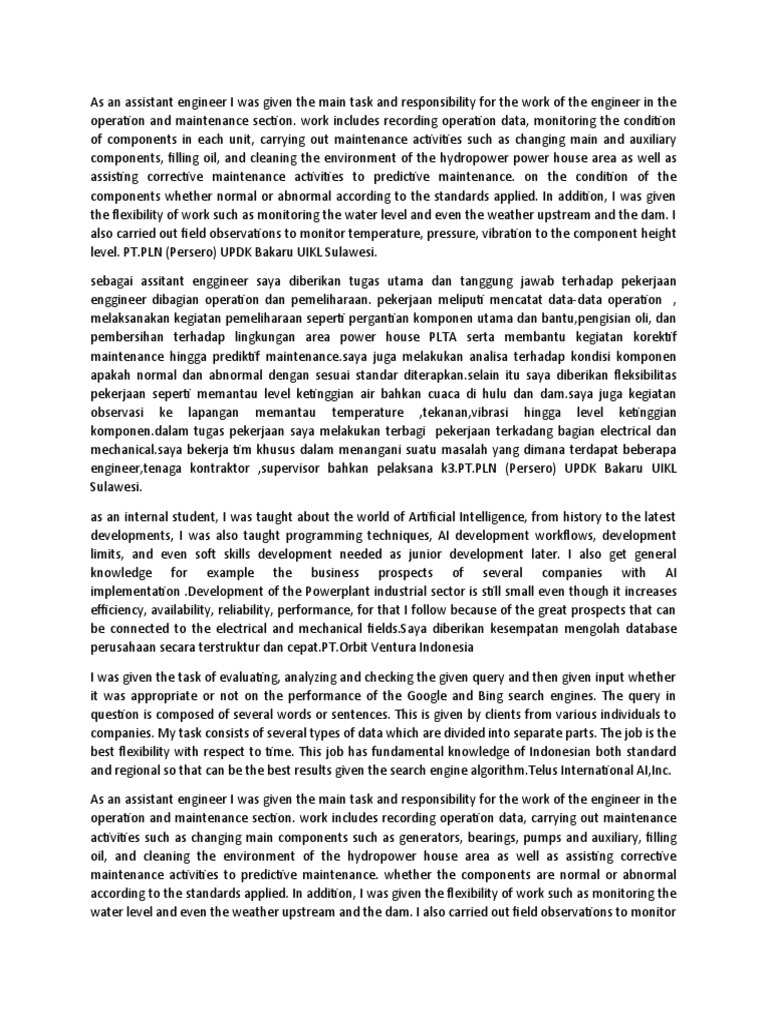 Engineer Tasks Monitoring Power Plant Components | PDF | Artificial Intelligence | Intelligence ...