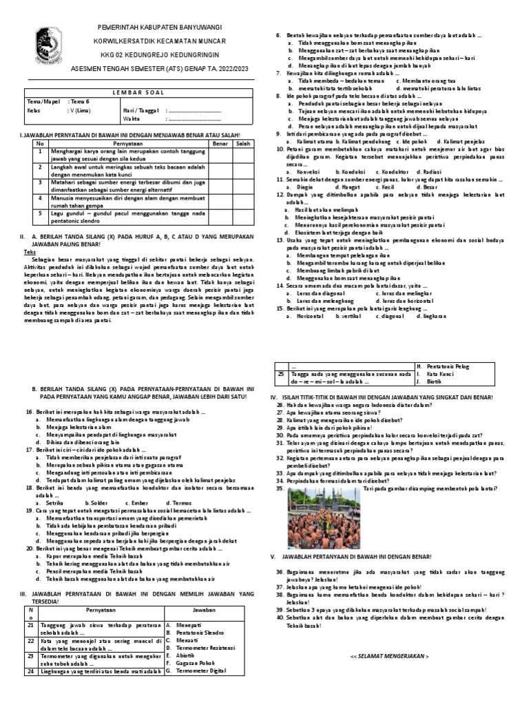 Soal Tema 6 Kelas 5 | PDF
