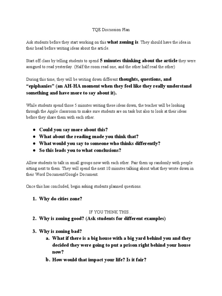 Tqe Discussion Plan | PDF