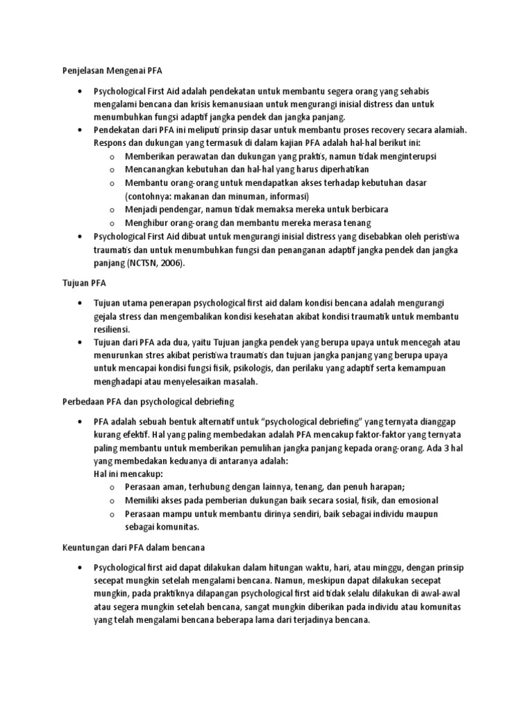 Psychological First Aid (PFA) | PDF