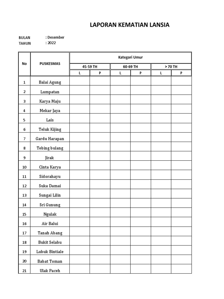 Laporan Lansia Form 3-2 | PDF