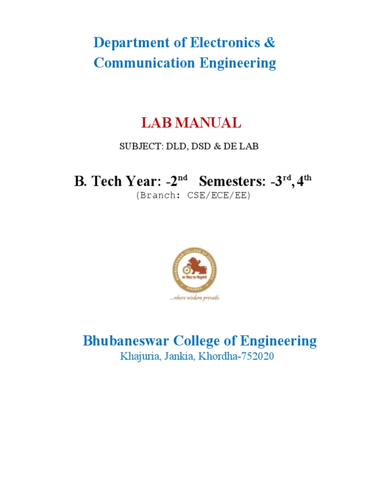 DLD, de & DSD Lab Manual | PDF | Logic Gate | Electronics