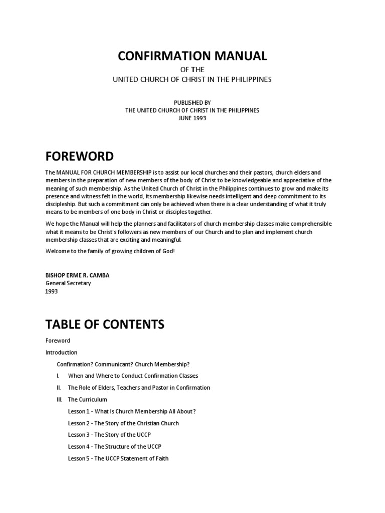 Confirmation Manual | PDF | Christian Church | Confirmation
