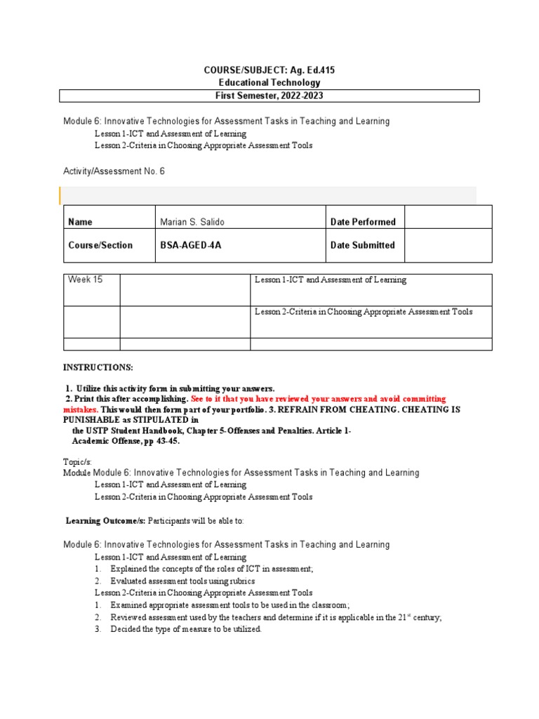 Unit 6 Activity 6 Download Free Pdf Educational Technology