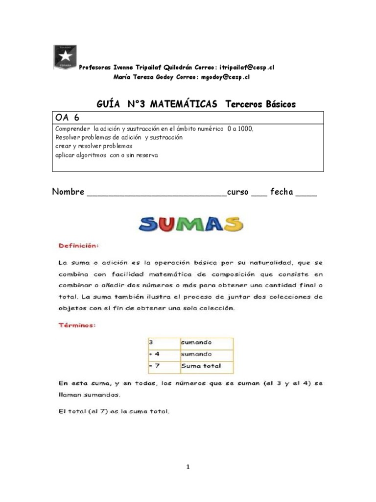 Unidad Sumas y Restas | Descargar gratis PDF | Sustracción | Matemáticas