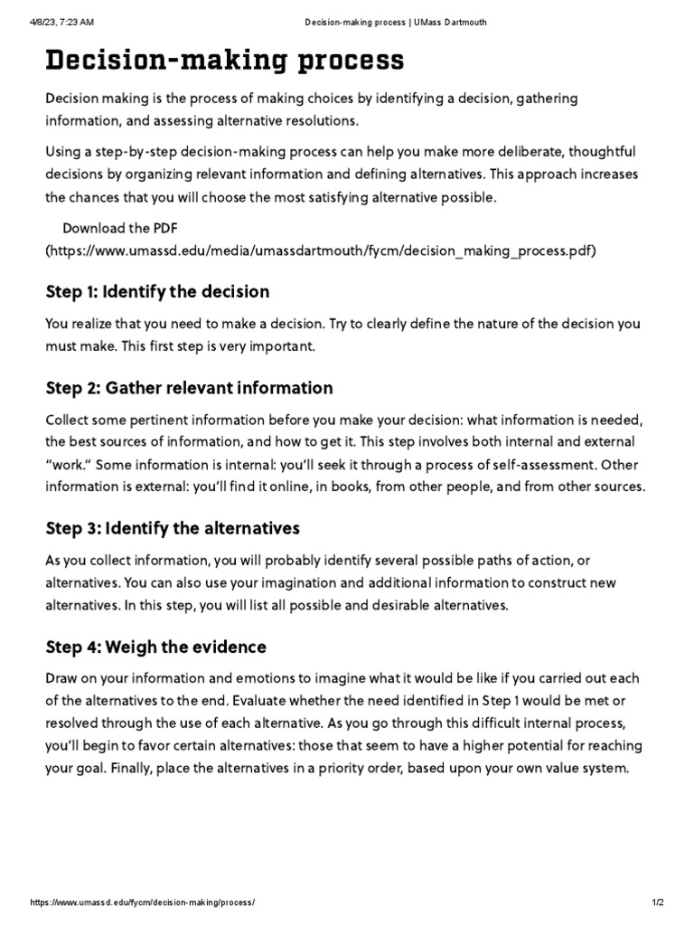 Process of Decision Making in Business | PDF | Decision Making ...
