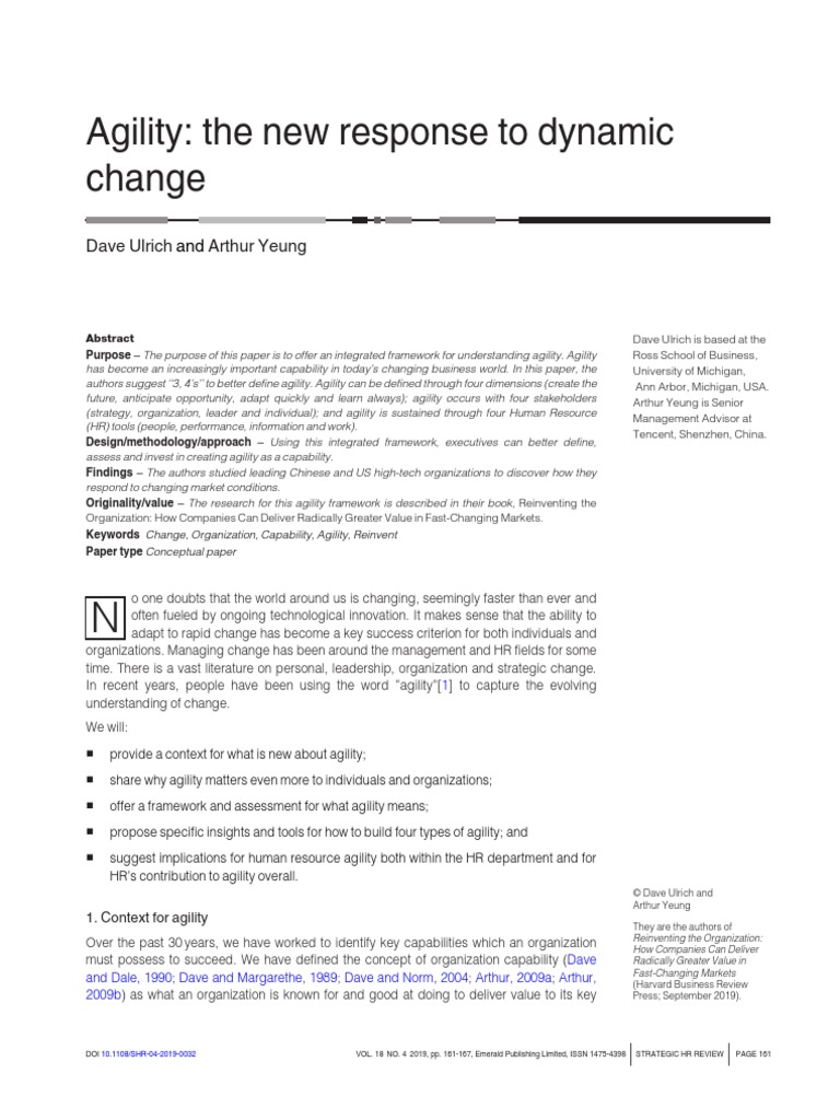 Agility: The New Response To Dynamic Change: Dave Ulrich Arthur Yeung ...