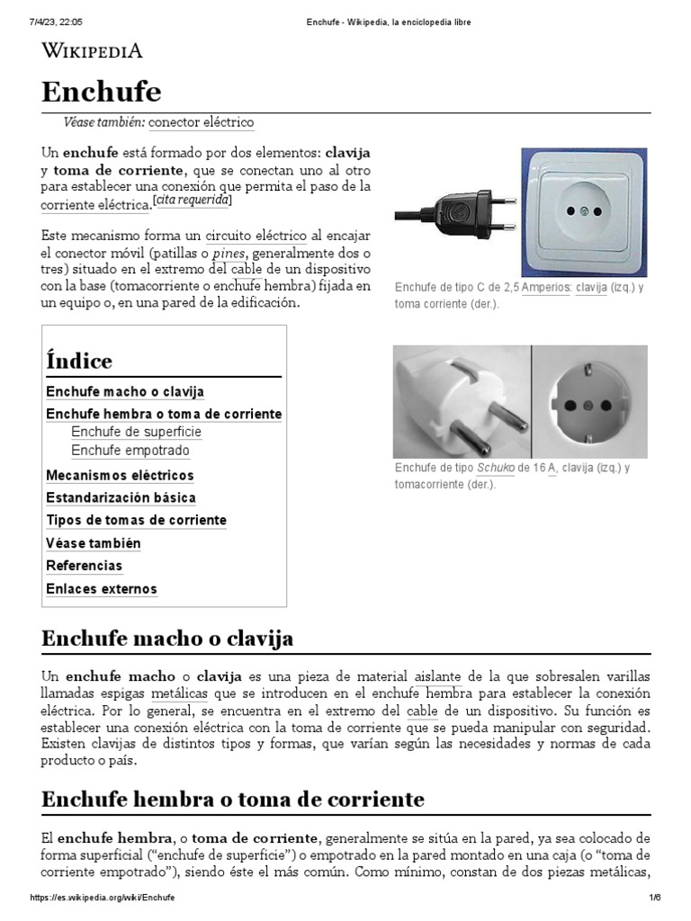 Enchufe | PDF | Enchufes y tomas de corriente alterna | Materiales