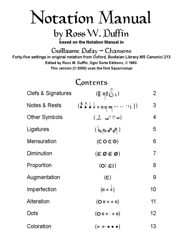 Notation Manual - Ross W. Duffin | PDF | Musicology | Notation