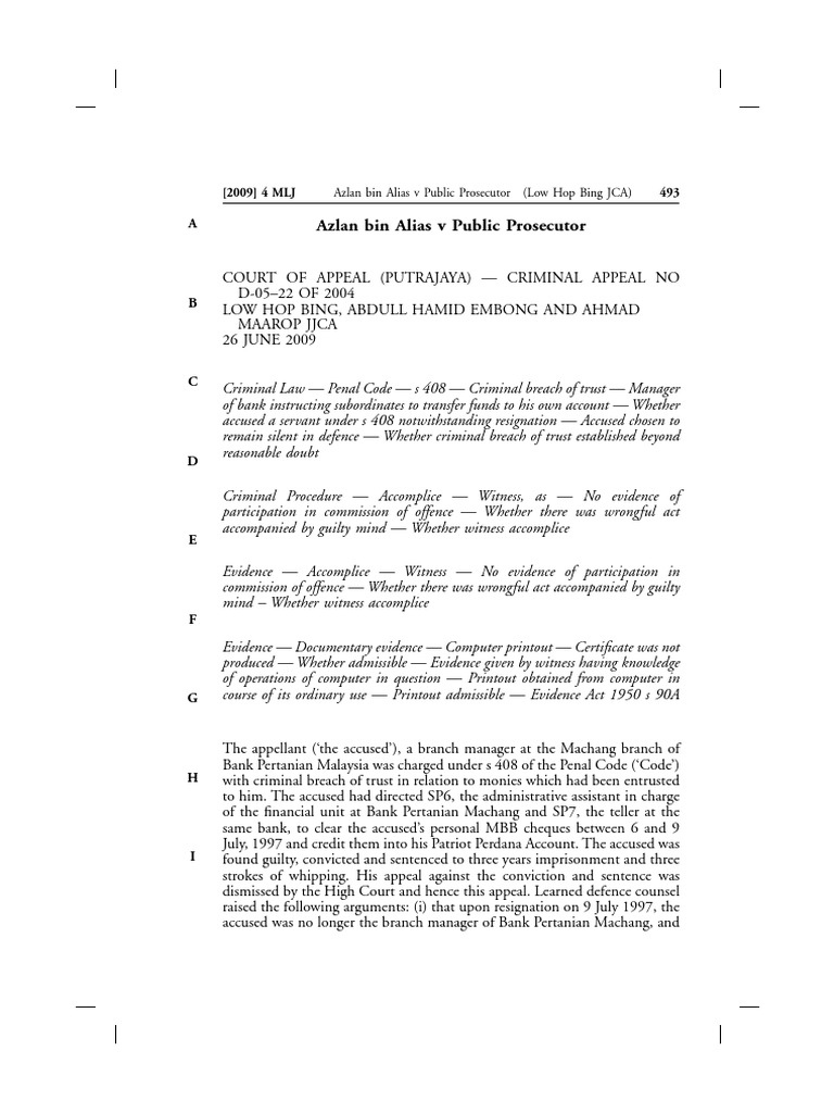 Azlan Bin Alias V Public Prosecutor | PDF | Prosecutor | Cheque