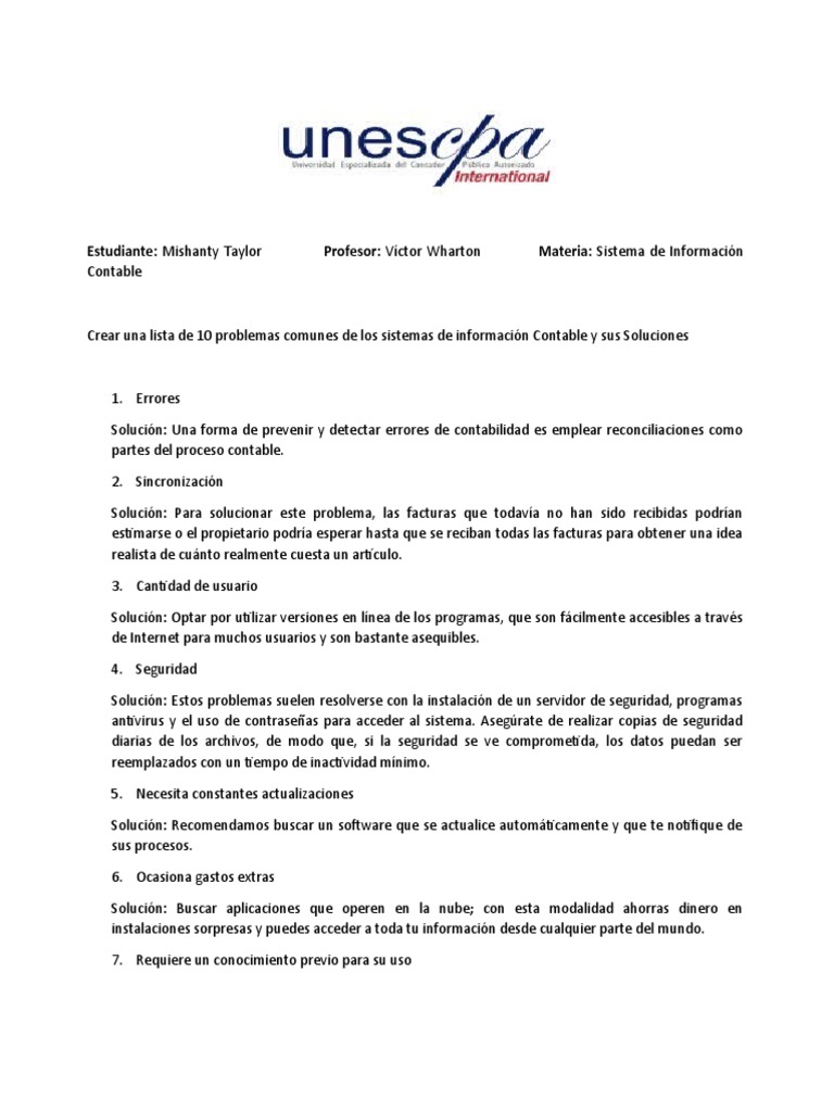 10 Problemas y Soluciones Contables | PDF