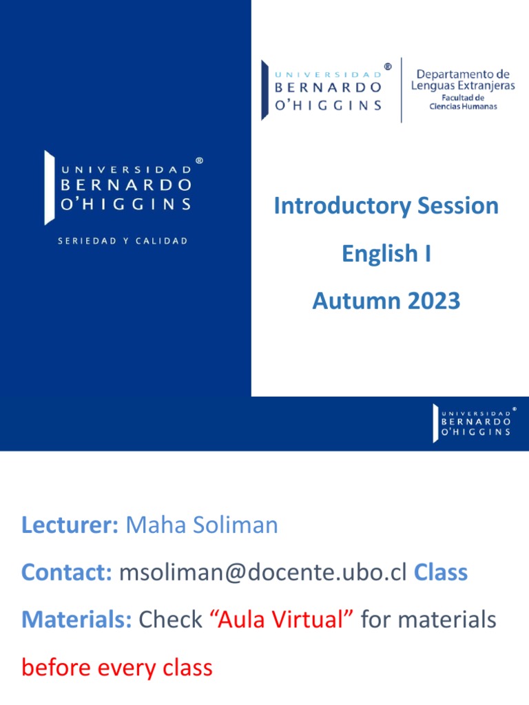 Introductory Session - Inglés 1 | PDF | Aprendizaje | Ciencia cognitiva