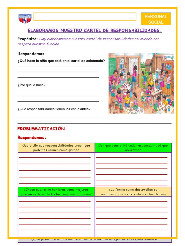 FICHA PS 29-03-23 Elaboramos Nuestro Cartel de Responsabilidades. | PDF ...