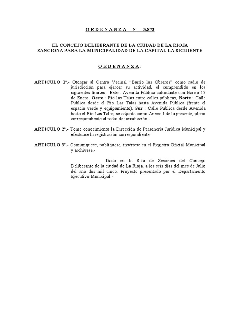 Ordenanza 3873 | PDF
