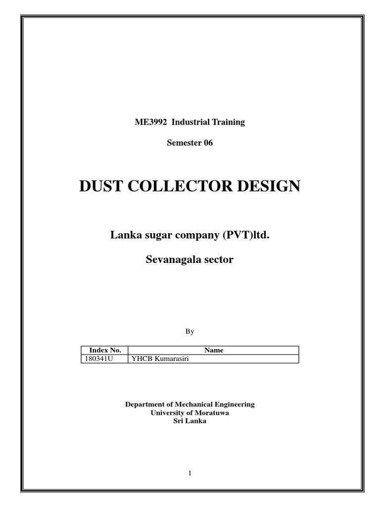Dust Collector | PDF | Duct (Flow) | Friction