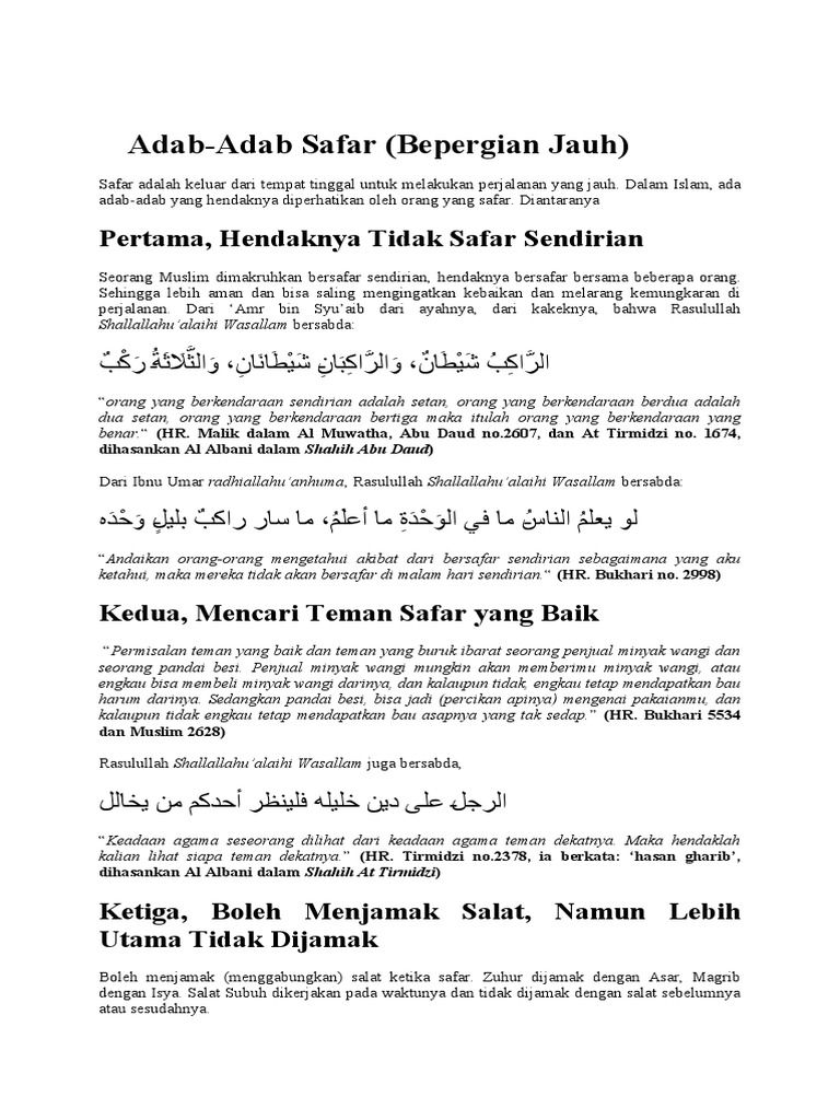 ADAB-ADAB SAFAR (BEPERGIAN JAUH) | PDF