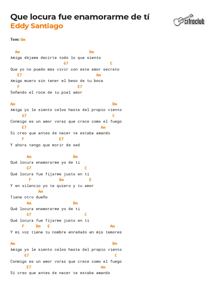 Eddy Santiago - Que Locura Fue Enamorarme de Tí | PDF