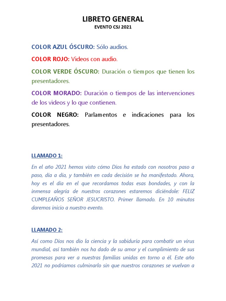 Libreto General CSJ 2021 | PDF | Oración | Cumpleaños
