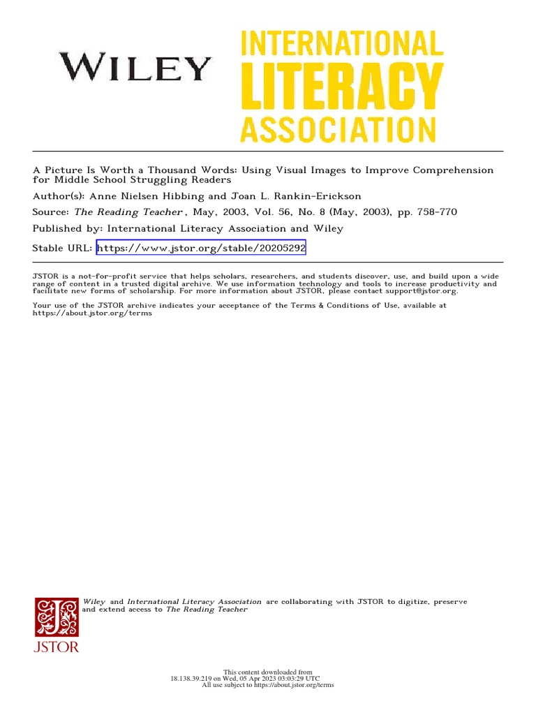 A Picture Is Worth A Thousand Words | PDF | Reading Comprehension ...