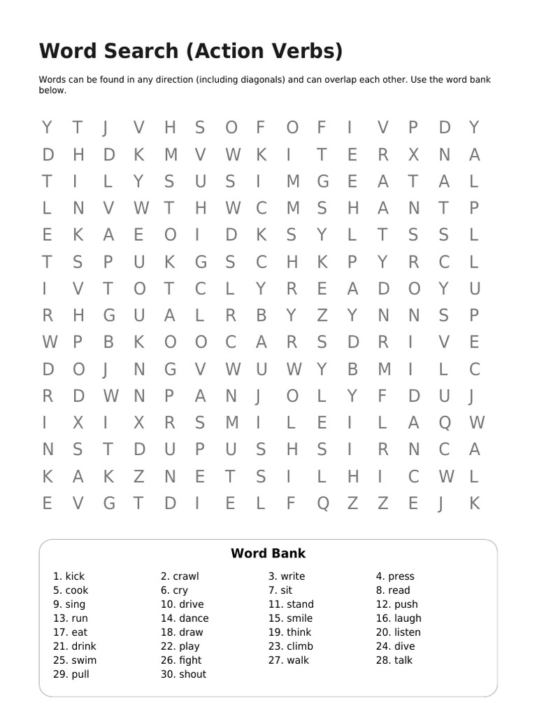 word-search-action-verbs | PDF