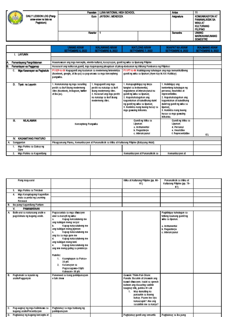 DLL-Ikatlong Linggo-Konseptong Pangwika | PDF