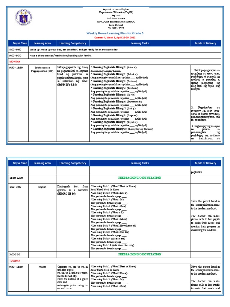 WHLP Grade 5 Q4 W3 | PDF