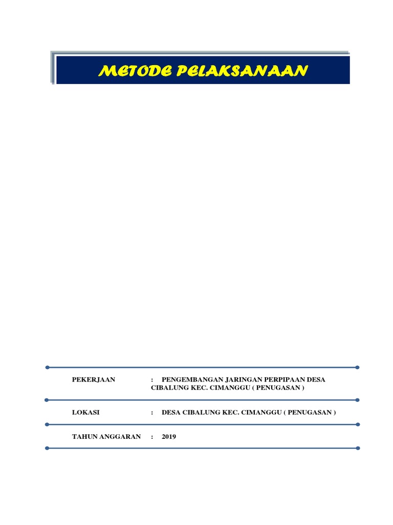 Rencana Pelaksanaan Pekerjaan Pipa Air Desa Pdf