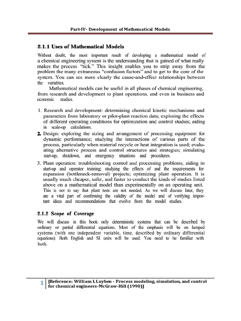 Developing Mathematical Models for Process Simulation and Control in ...