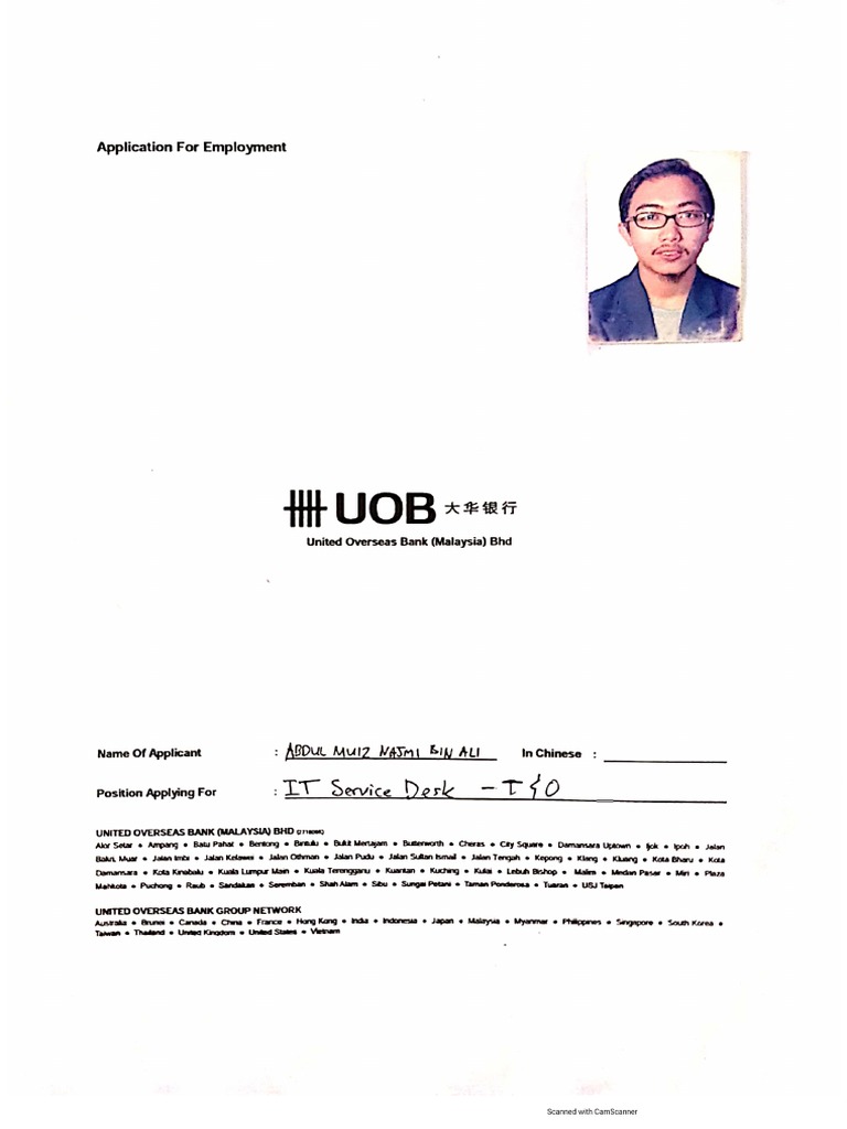 Uob Application Form | PDF