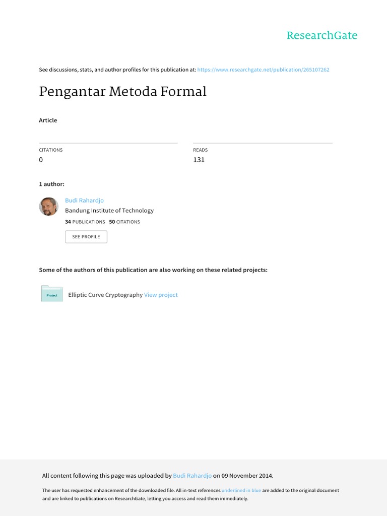 Pengantar Metoda Formal oleh Budi Rahardjo | PDF | Komputer