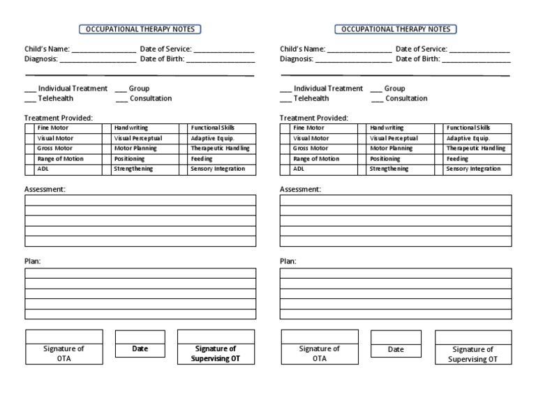 Occupational Therapy Notes | PDF