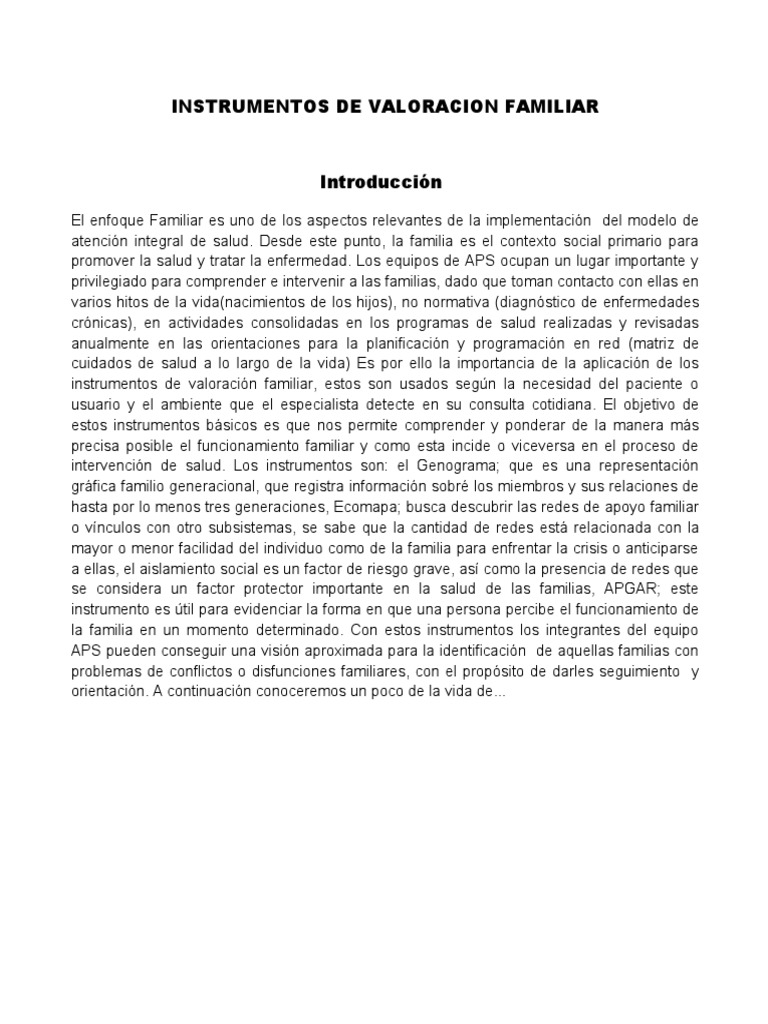 Instrumentos de Valoracion Familiar | PDF | Ciencias de la Salud | Cuidado de la salud