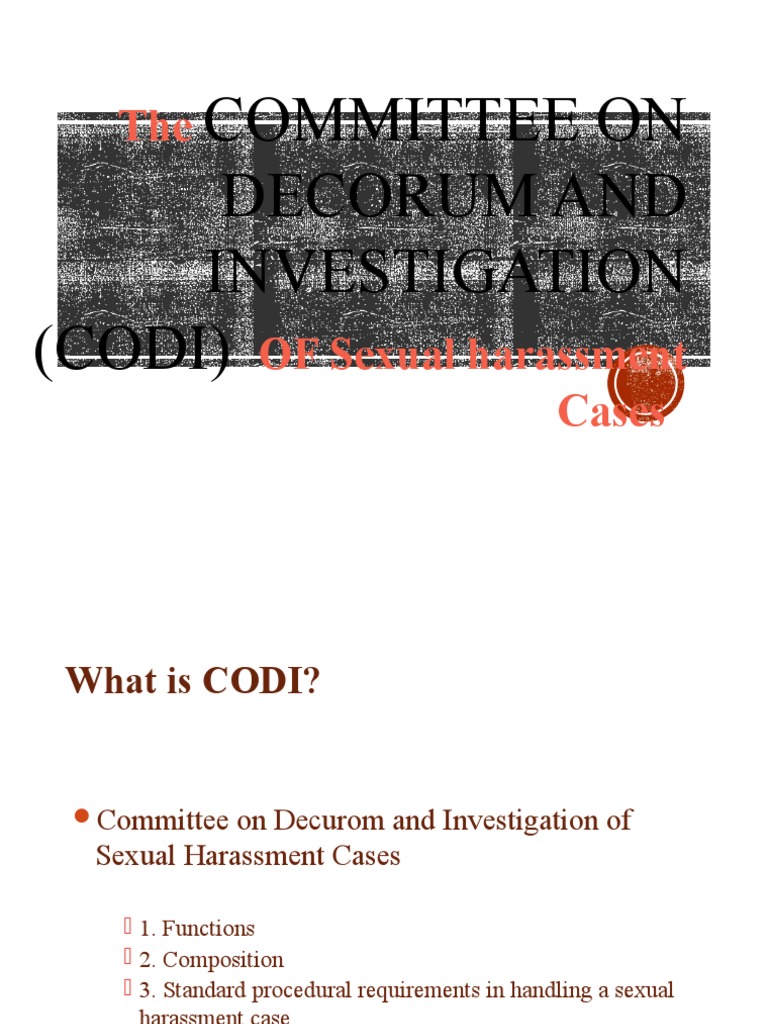 The CODI and Administrative Disciplinary Rules On Sexual 1 | PDF