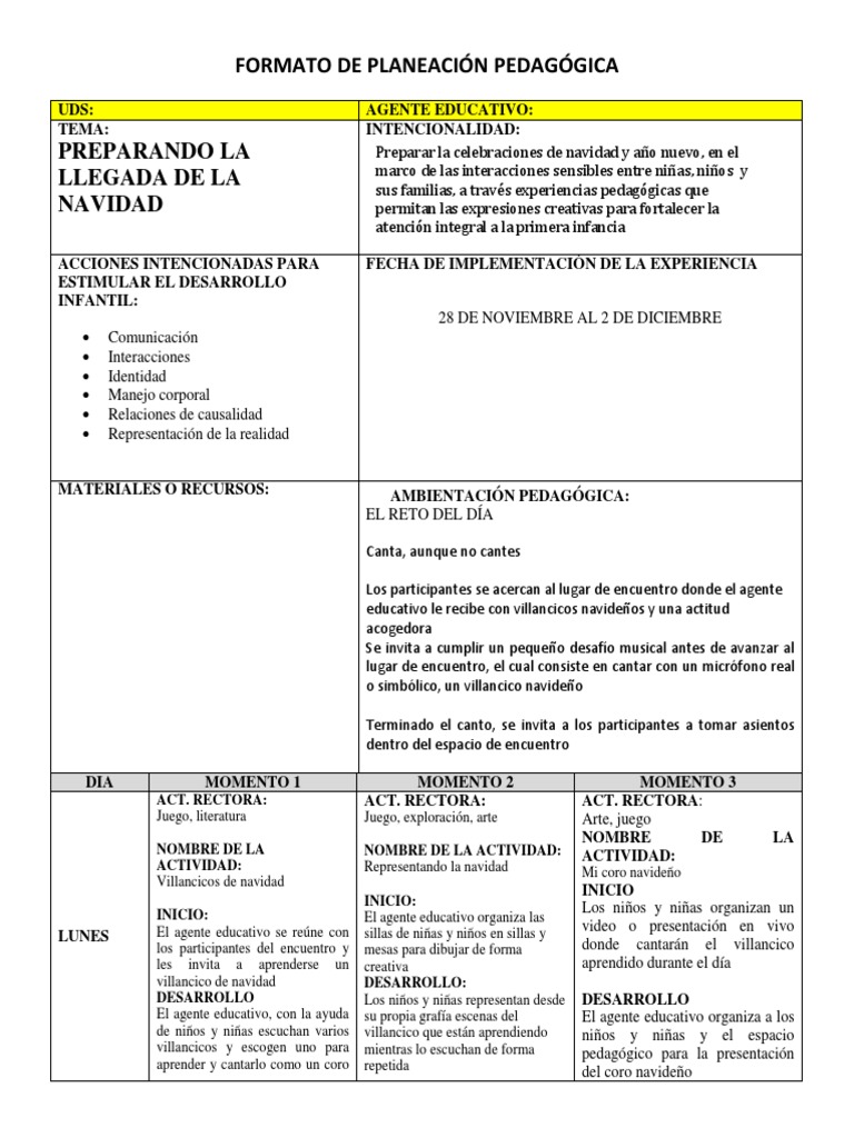 PLANEACIÒN HCB - INSTITUCIONAL- 28 de noviembre al 2 de diciembre | PDF ...