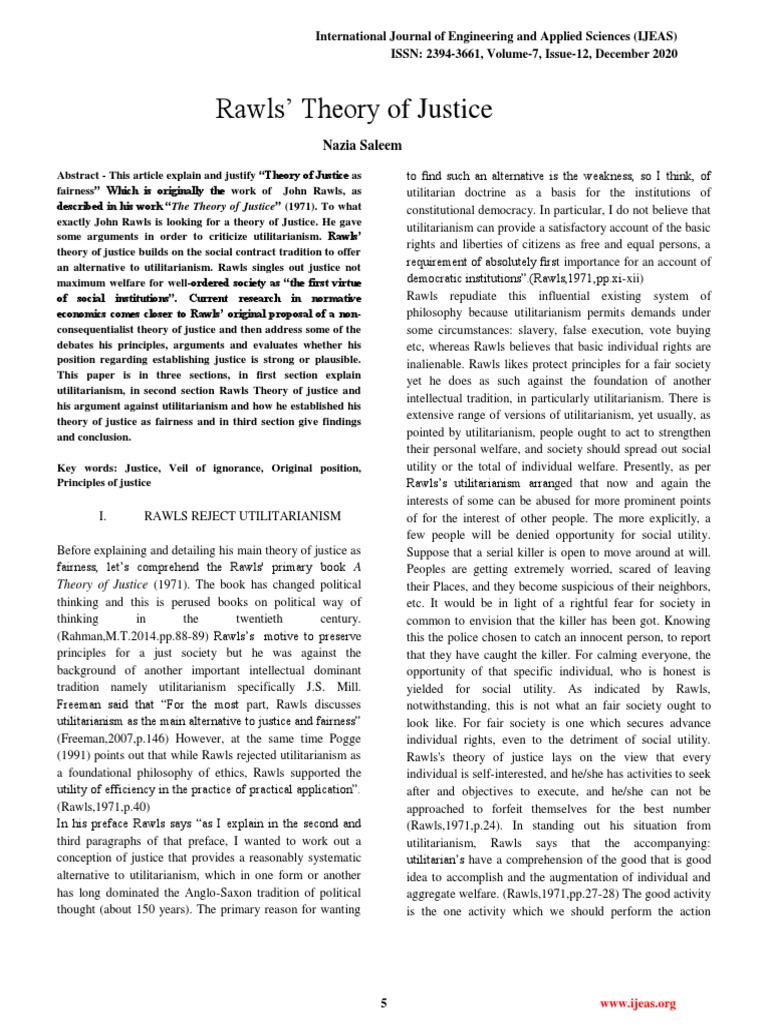Rawls Theory of Justice | PDF | John Rawls | Justice