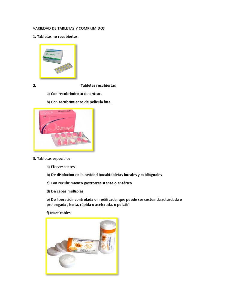 Tipos de Tabletas y Comprimidos Farmacéuticos | PDF | Tableta (Farmacia ...