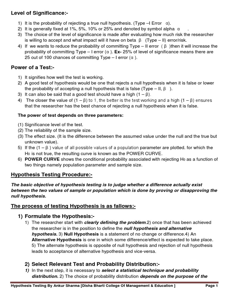 Level of Significance | PDF | Statistical Hypothesis Testing | Type I ...