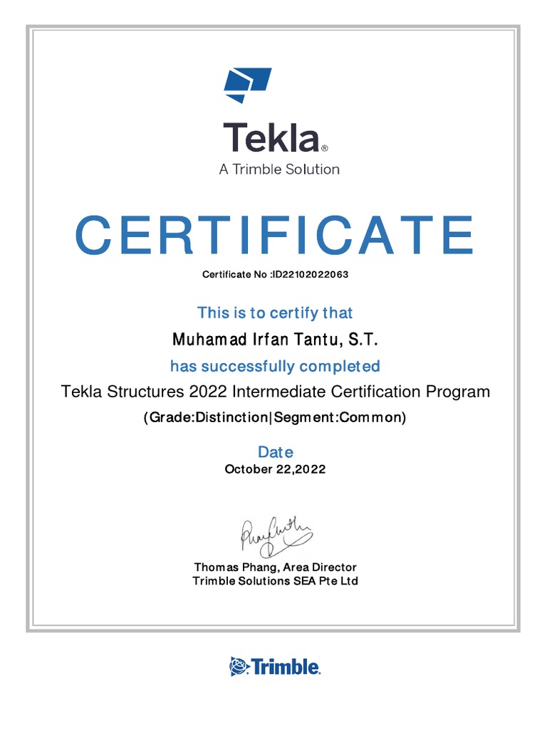 October 2022 Tekla Structures Intermediate Certification Program ...