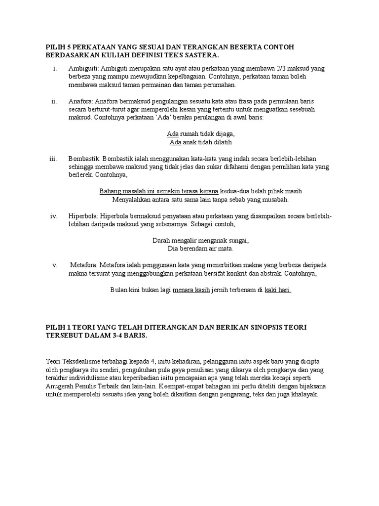 Latihan 2 - Teori Dan Kritikan Sastera | PDF